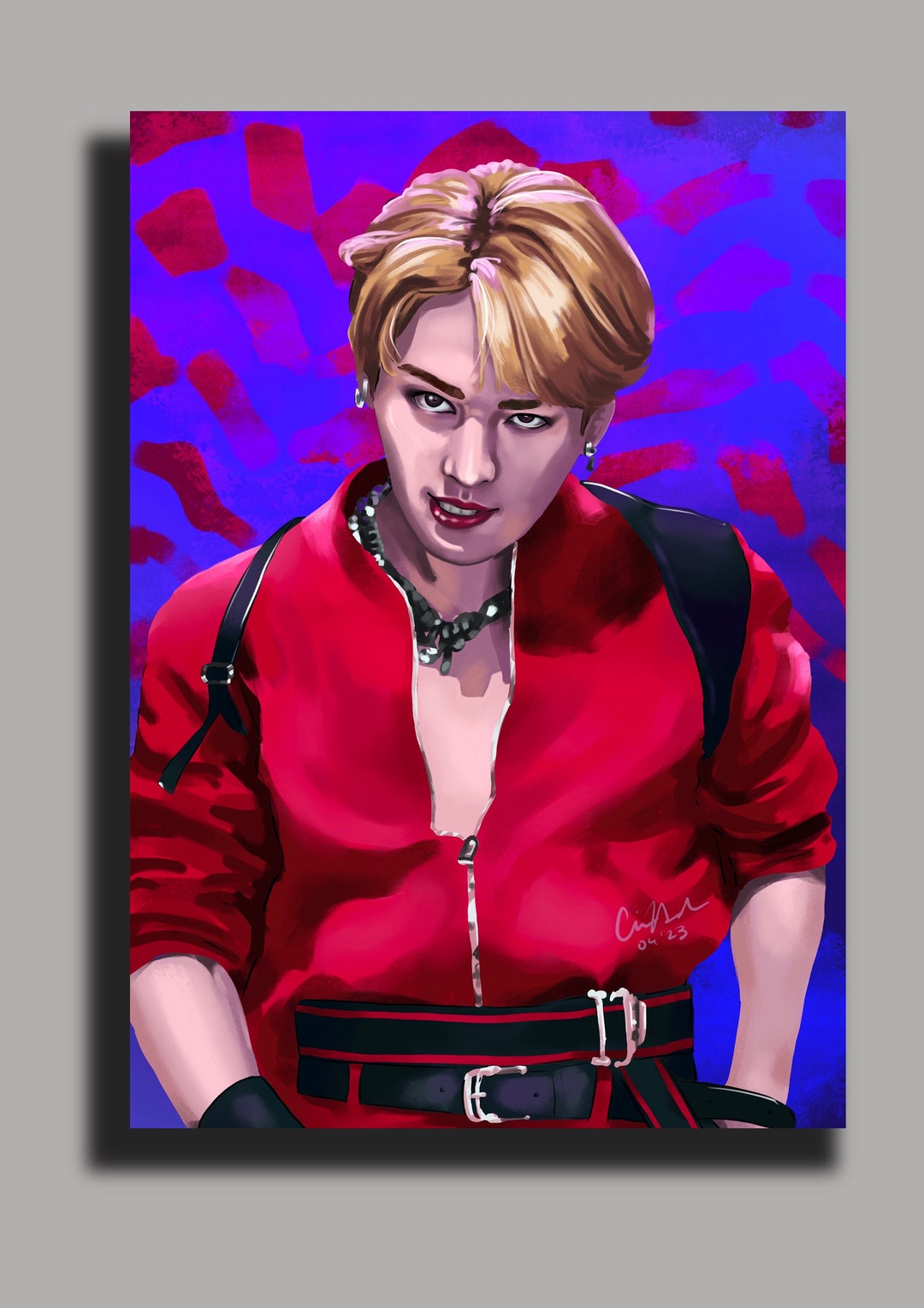 Stray Kids Lee Know Thunderous Red Outfit Photo Print - Etsy
