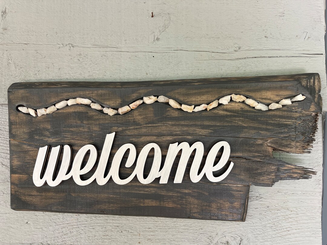 Custom WELCOME Sign Live Edge Wood - Etsy