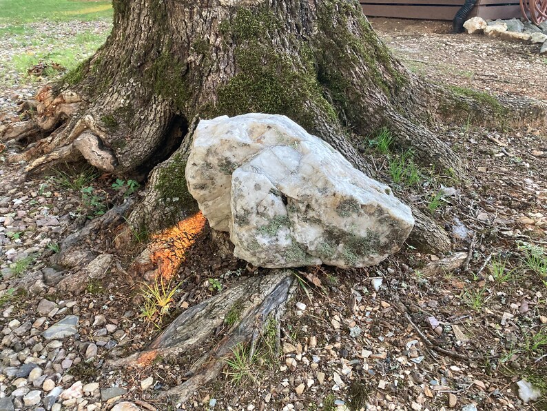 Milky Quartz Boulder With Lichen - Etsy