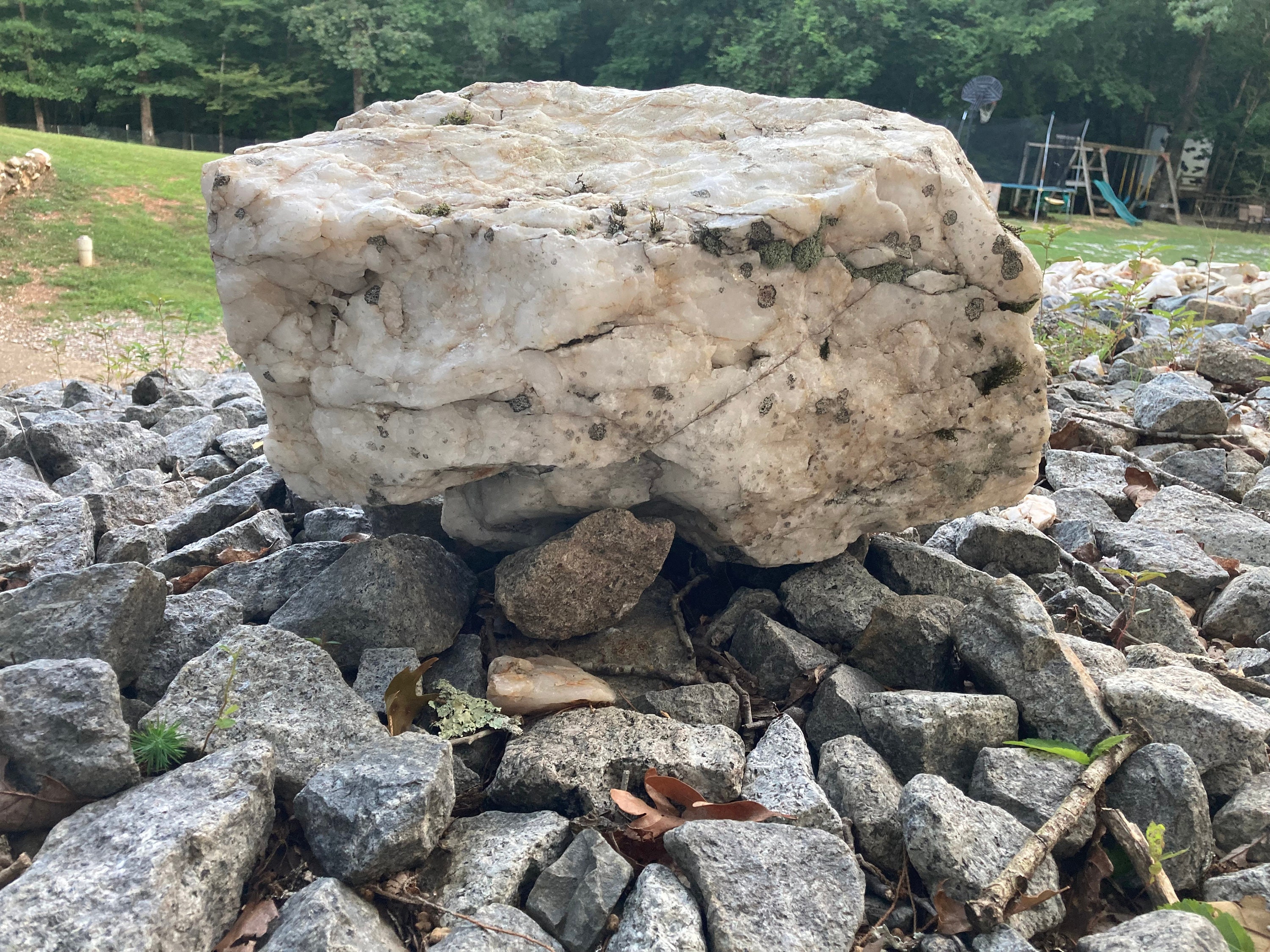 Milky Quartz Boulder With Lichen - Etsy