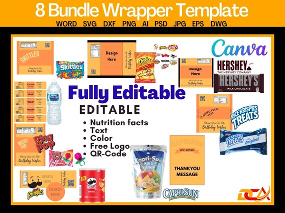 Digital Template Party Favor Bundle INSTANT DOWNLOAD Party - Etsy