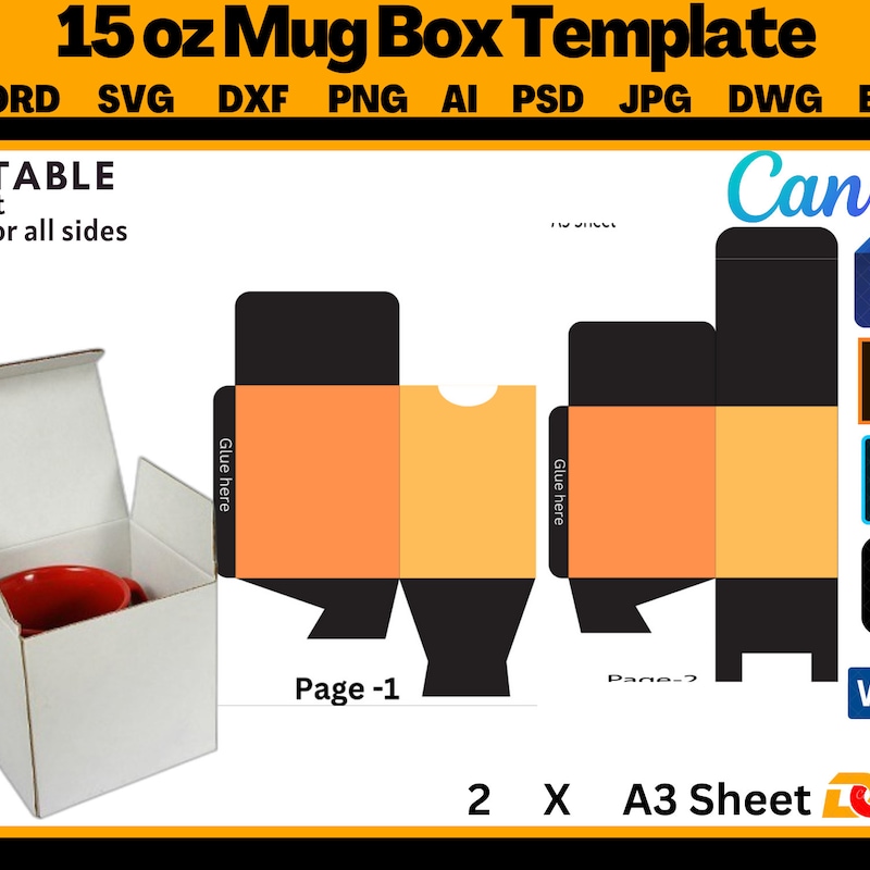Mug Box Template - Etsy