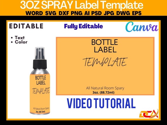 Spray Bottle Label Template 3oz Printable Dropper Bottle - Etsy