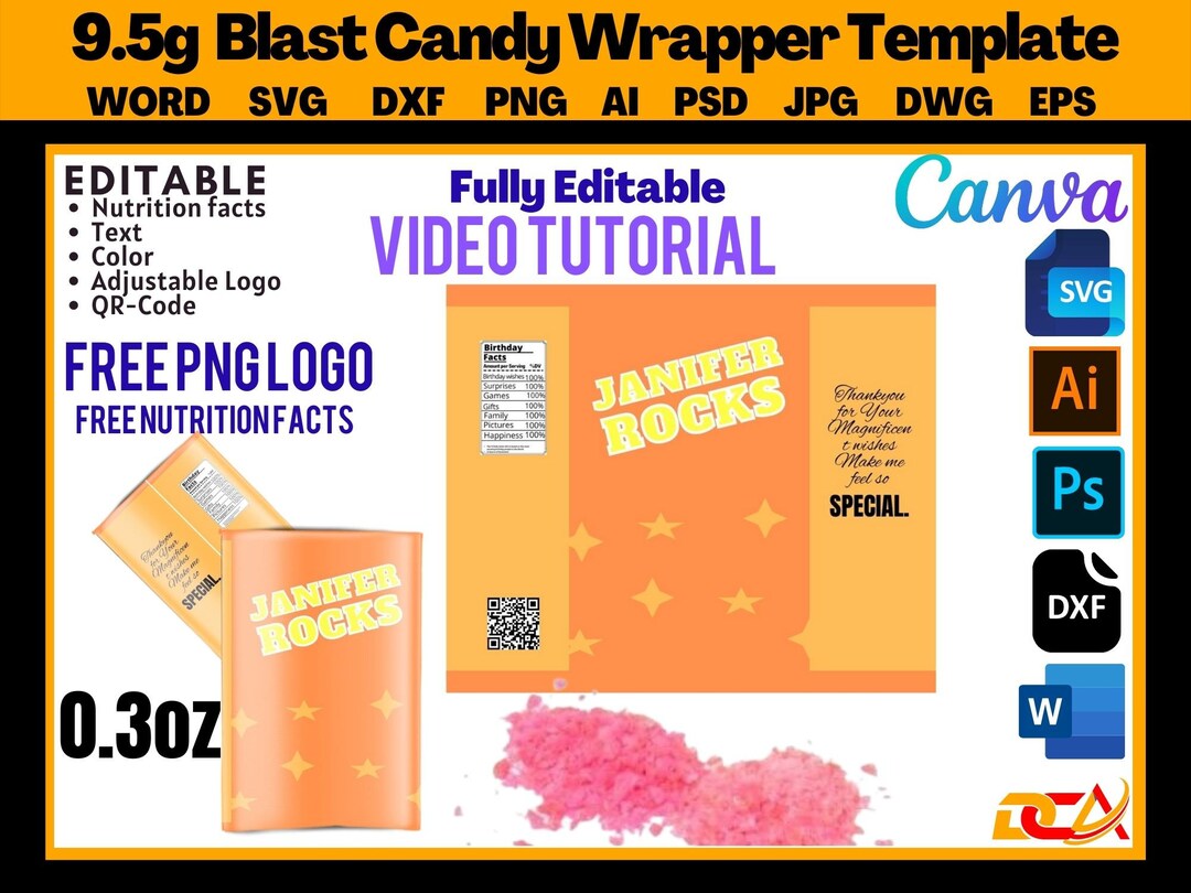 Pop Rocks Wrapper Template: Editable Candy Label (digital Download) - Etsy