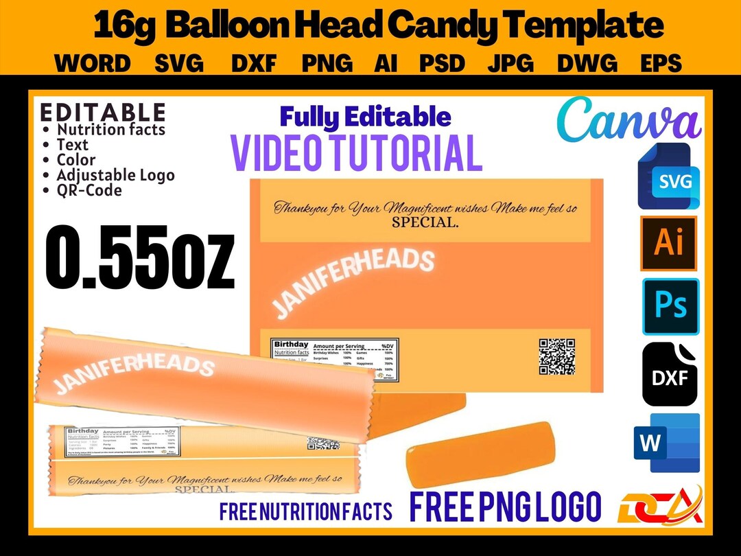 Air Candy Wrapper, 0.55oz Head Candy Template, Instant Download 16g - Etsy