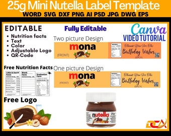 Nutella Label Template - Etsy