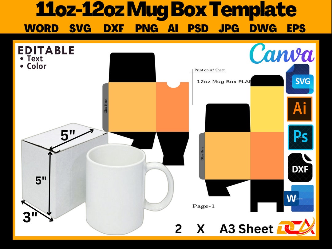 12oz and 15oz MUG BOX SVG, Mug Press Svg, Mug Holder Svg, Gift Box Svg ...