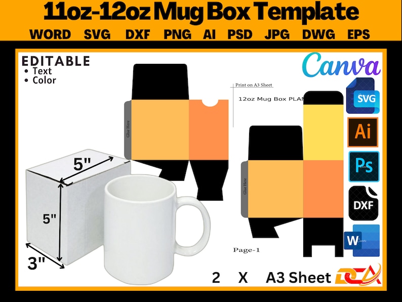 12oz and 15oz MUG BOX SVG, Mug Press Svg, Mug Holder Svg, Gift Box Svg ...