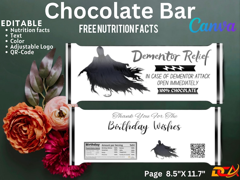 Editable Wizard Candy Bar Wrapper Label Magic Favor Label Birthday ...