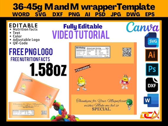 Mandm Wrapper Template 45g36 M and M Wrapper Chocolate Bar - Etsy