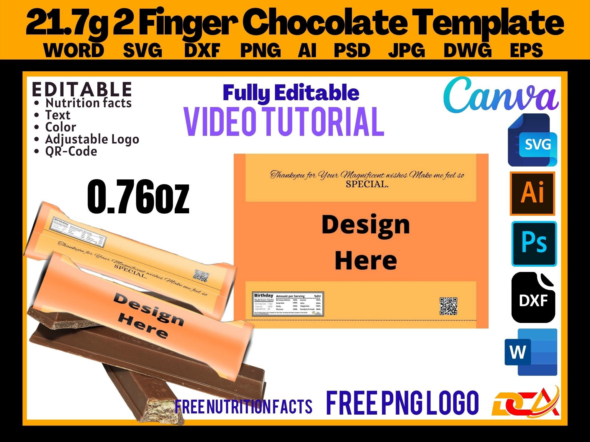 2 Finger Chocolate Bar Blank Wrapper Template, Ket Cat Sticker Label ...