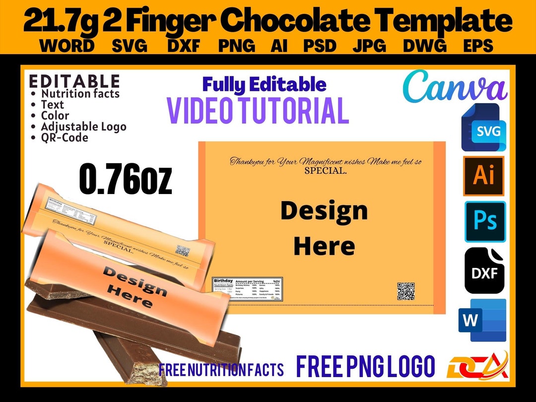Chocolate Bar Wrapper Template Two Finger, Ket Cat Wrapper Template ...