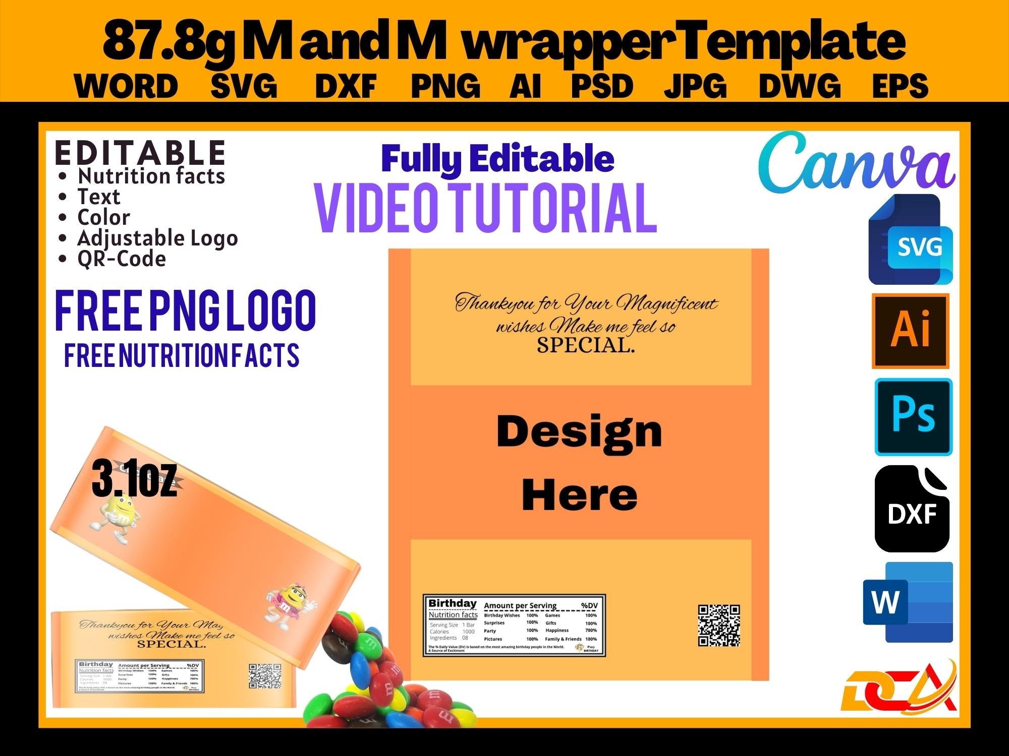 Mandm Wrapper Template, M and M Wrapper, Chocolate Bar Wrapper Template ...