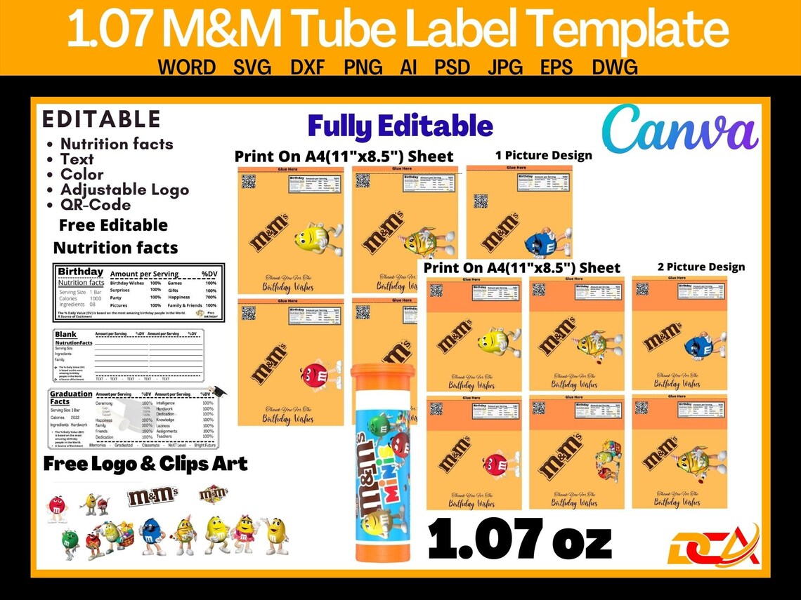 M&m's Mini Chocolate Tube Wrapper M and M Mini Tube 1.08 - Etsy