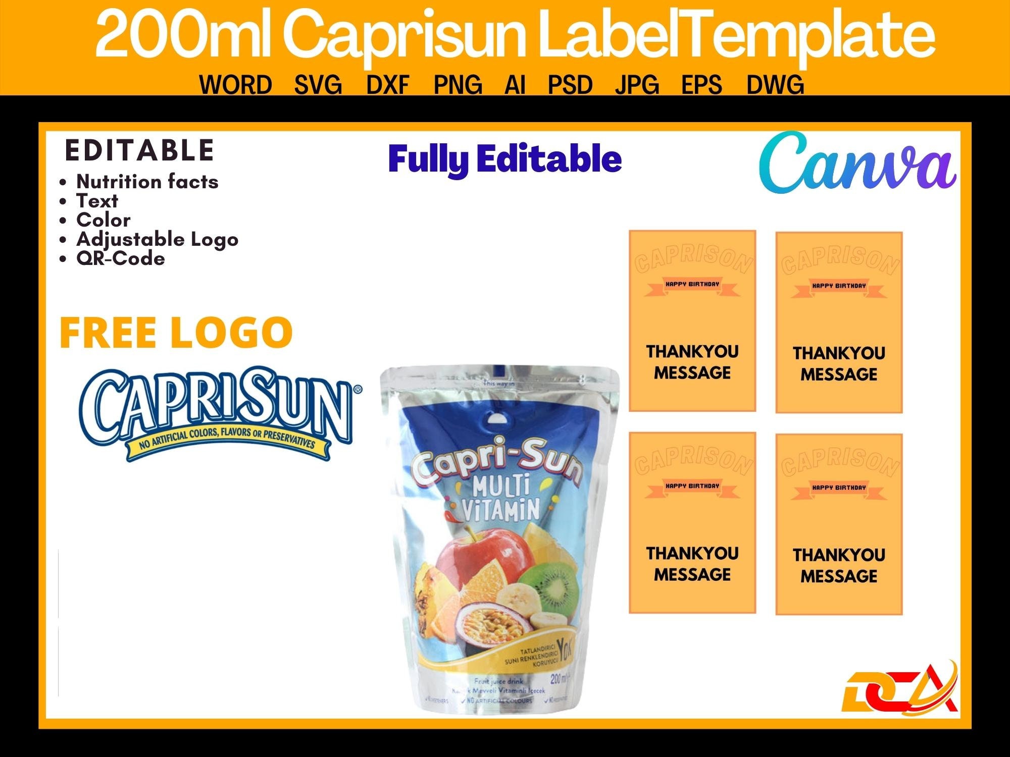 BLANK Capri Sun Template Canva Word Svg Dxf Ai PSD PNG - Etsy