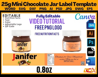 Mini Nutella Label Template - Etsy