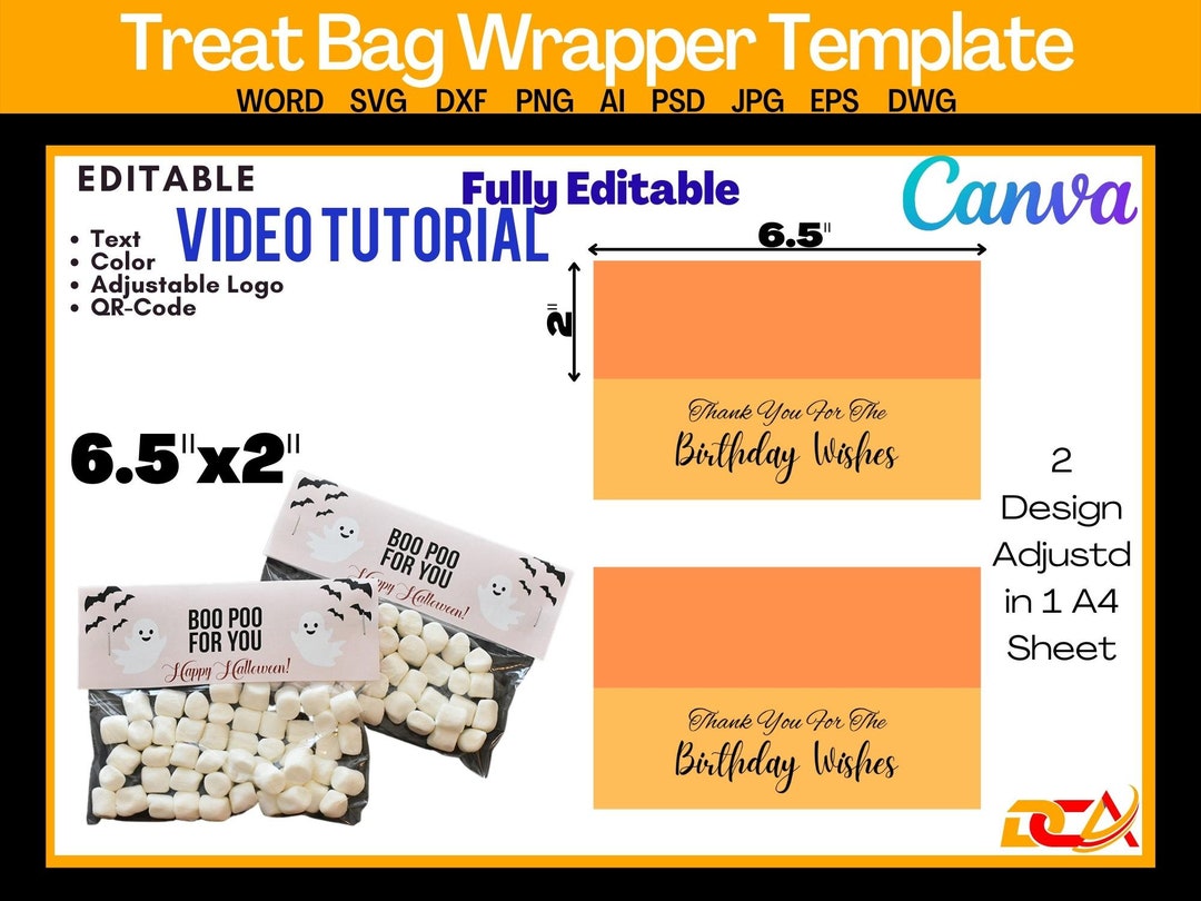Treat Bag Toppers Template, Loot Bag Toppers, Cookie Bags, Goody Bags ...