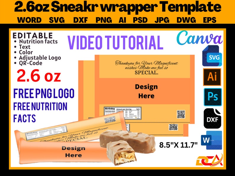 Sneacker Candy Bar Wrapper Template, Chocolate Bar Wrapper Template ...