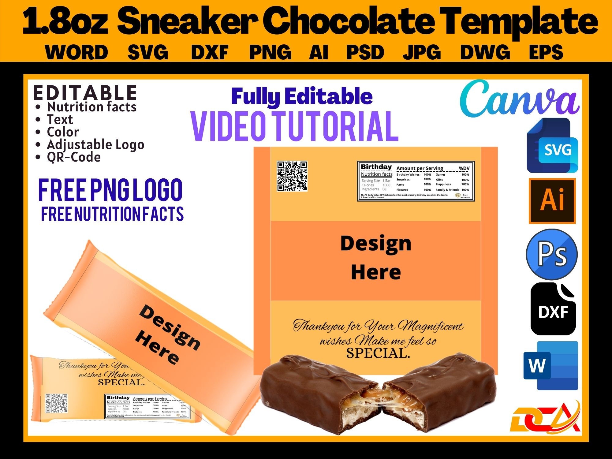 Sneakers Candy Bar Wrapper Template: Editable 1.86oz (digital Download ...