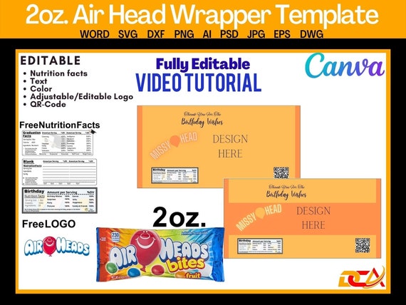 Air Head Wrapper Template 2oz Air Head Template Instant - Etsy