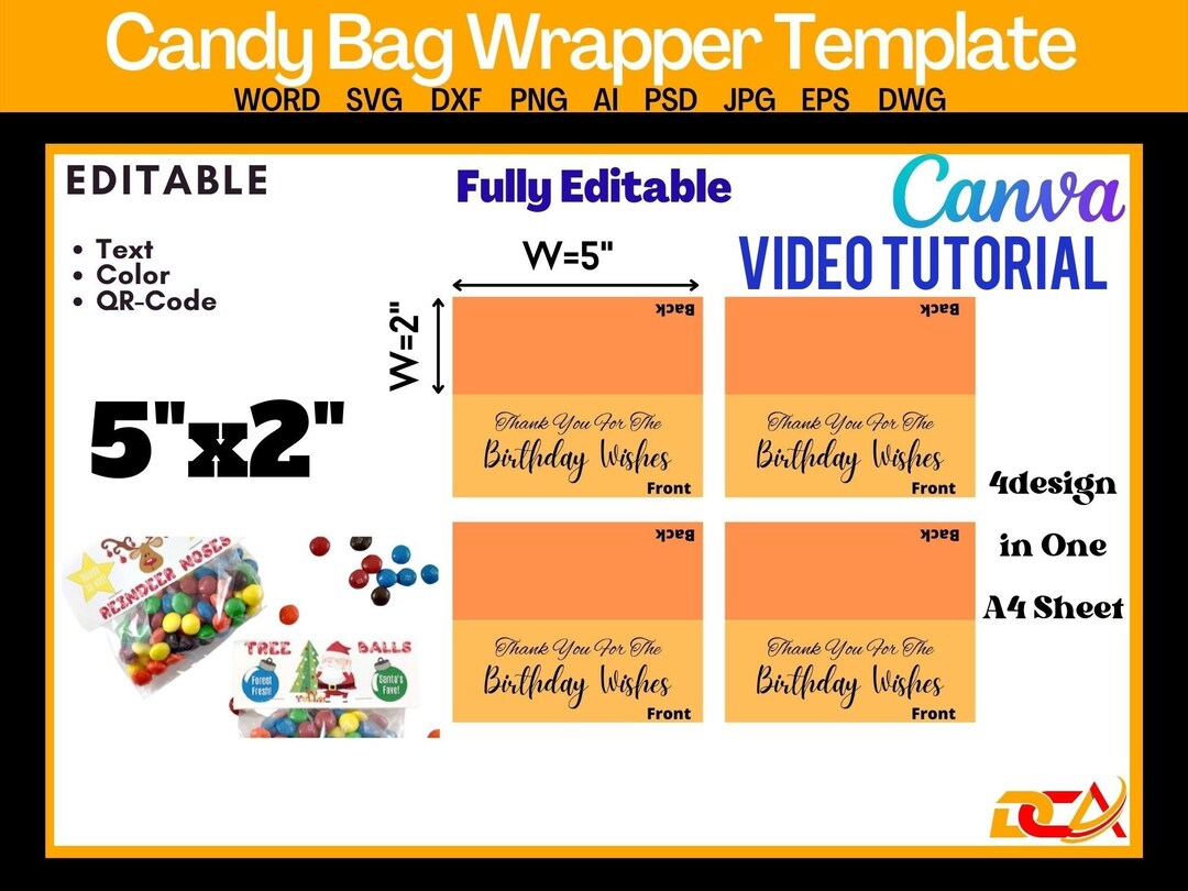 Treat Bag Topper Template: Editable Party Favor Label (digital Download ...