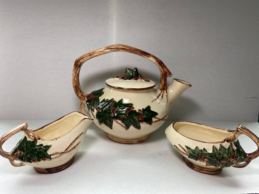 1940s Mccoy Green Ivy Leaf Tea Set 3 Pc - Etsy