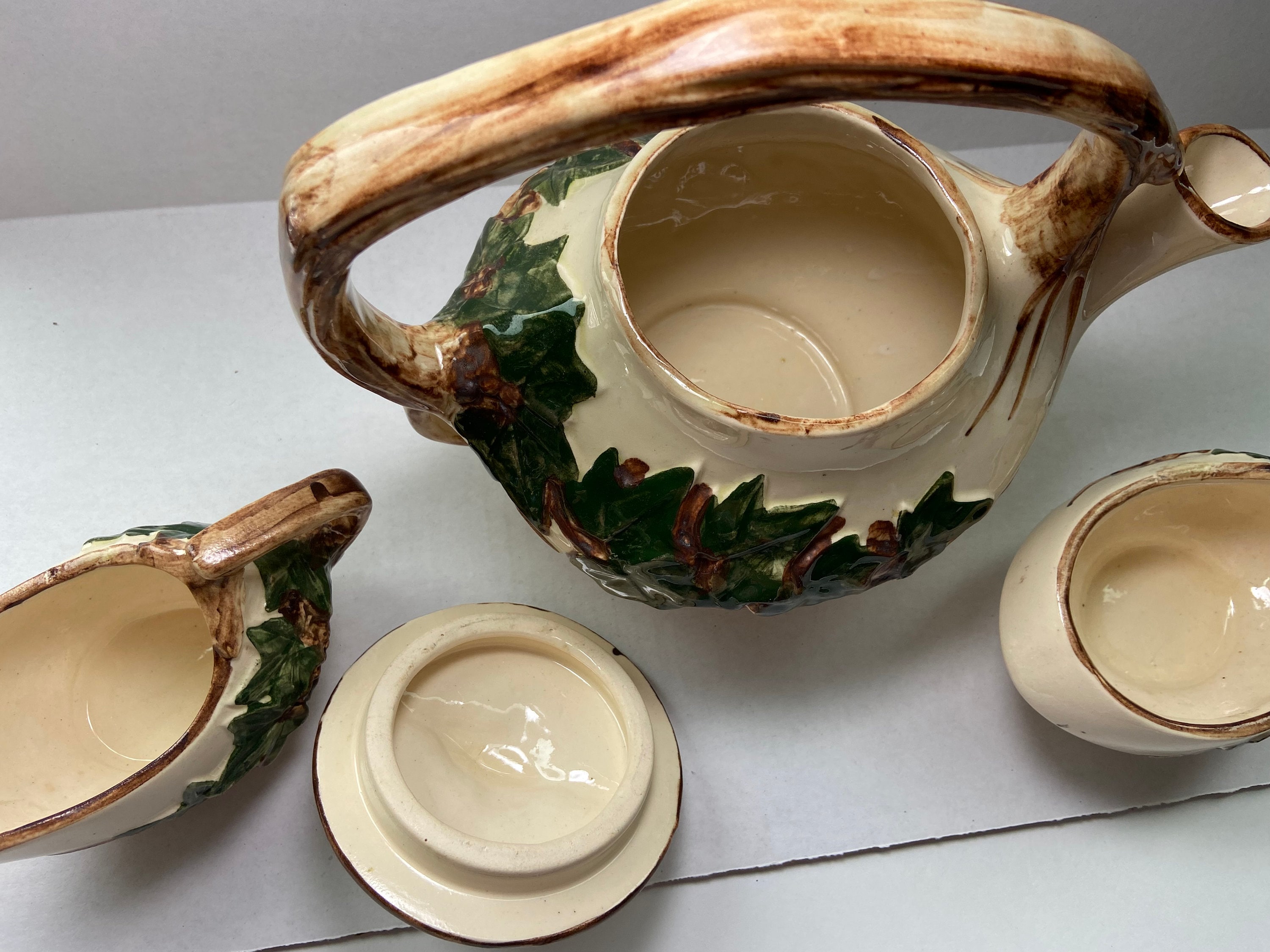 1940s Mccoy Green Ivy Leaf Tea Set 3 Pc - Etsy