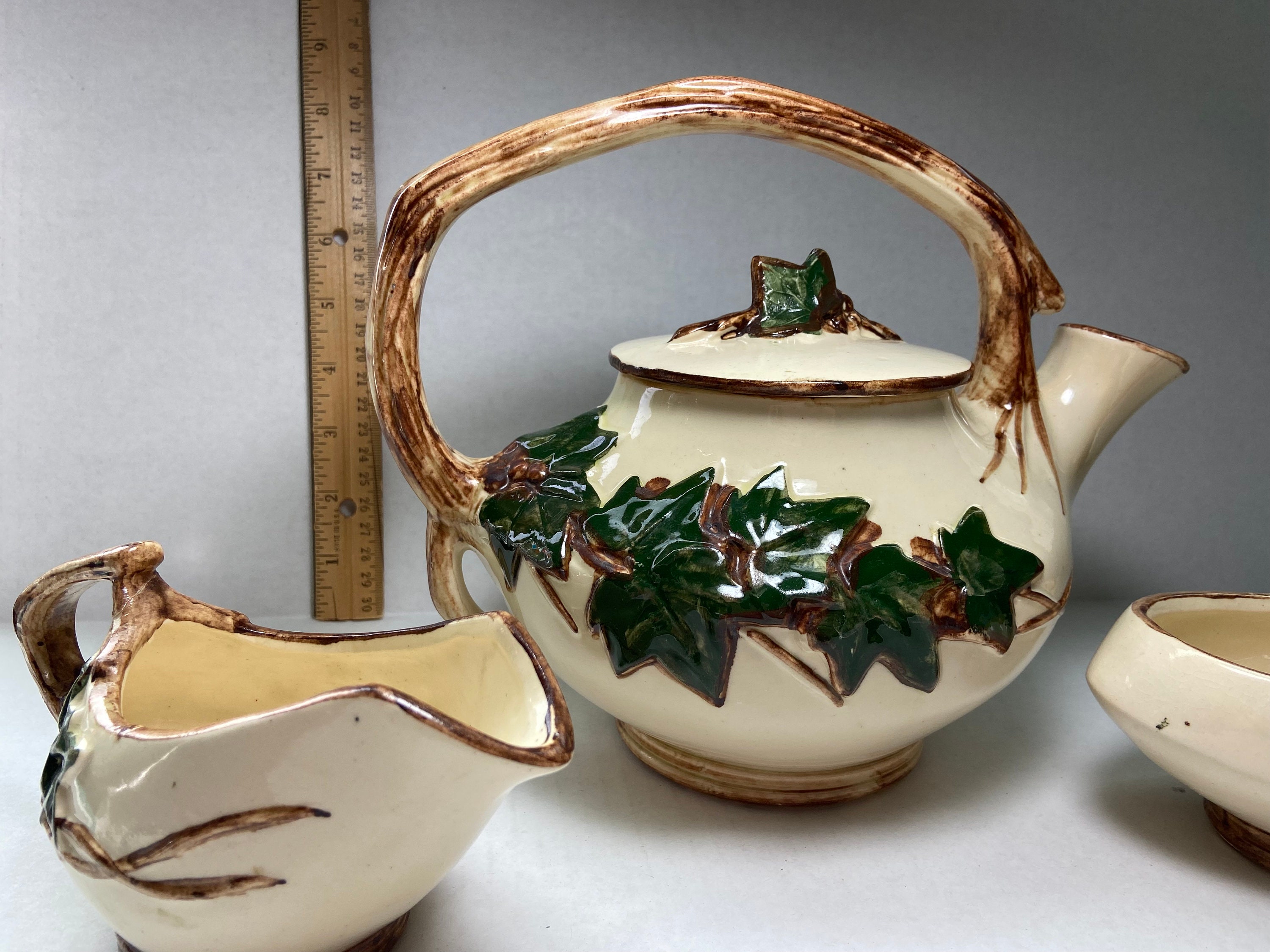 1940s Mccoy Green Ivy Leaf Tea Set 3 Pc - Etsy