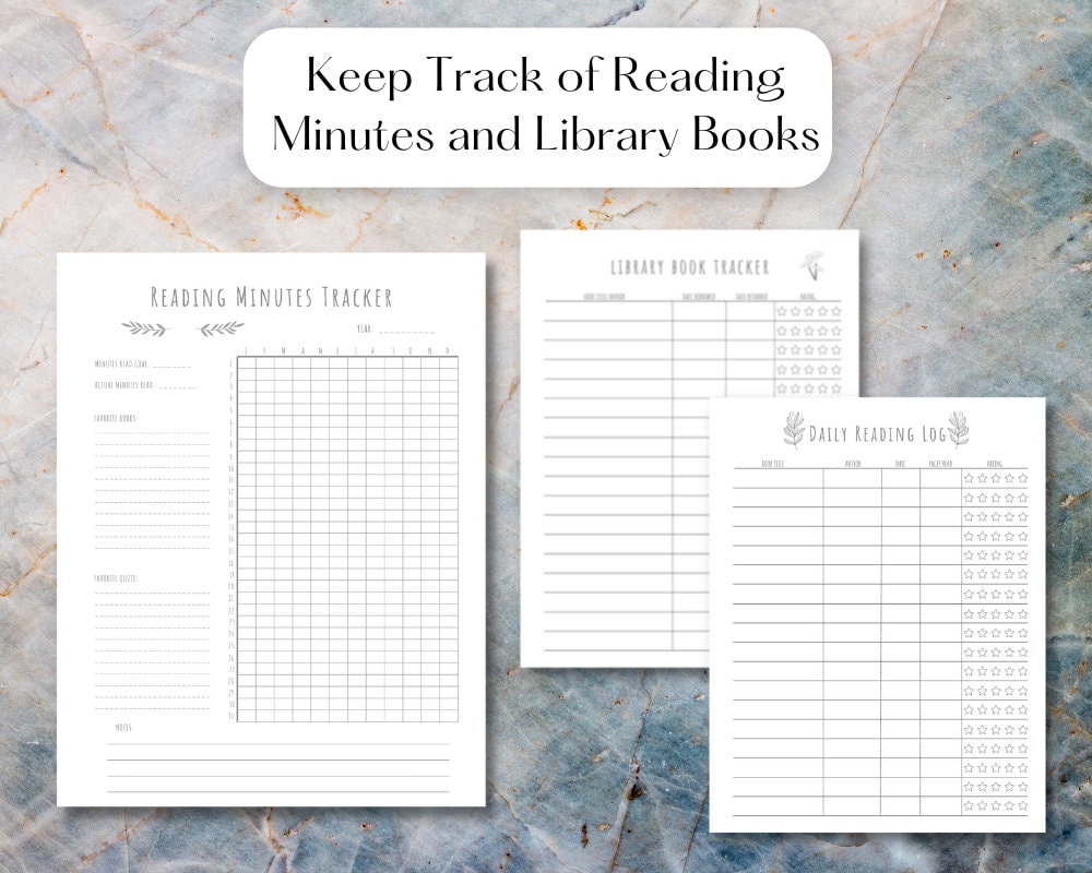 Reading Journal and Planner Printable, Reading Journal, Reading Log ...