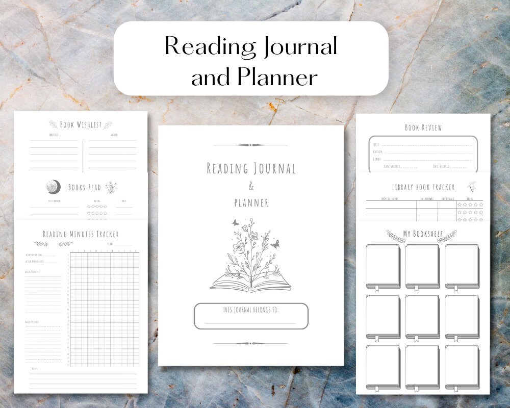 Reading Journal and Planner Printable, Reading Journal, Reading Log ...