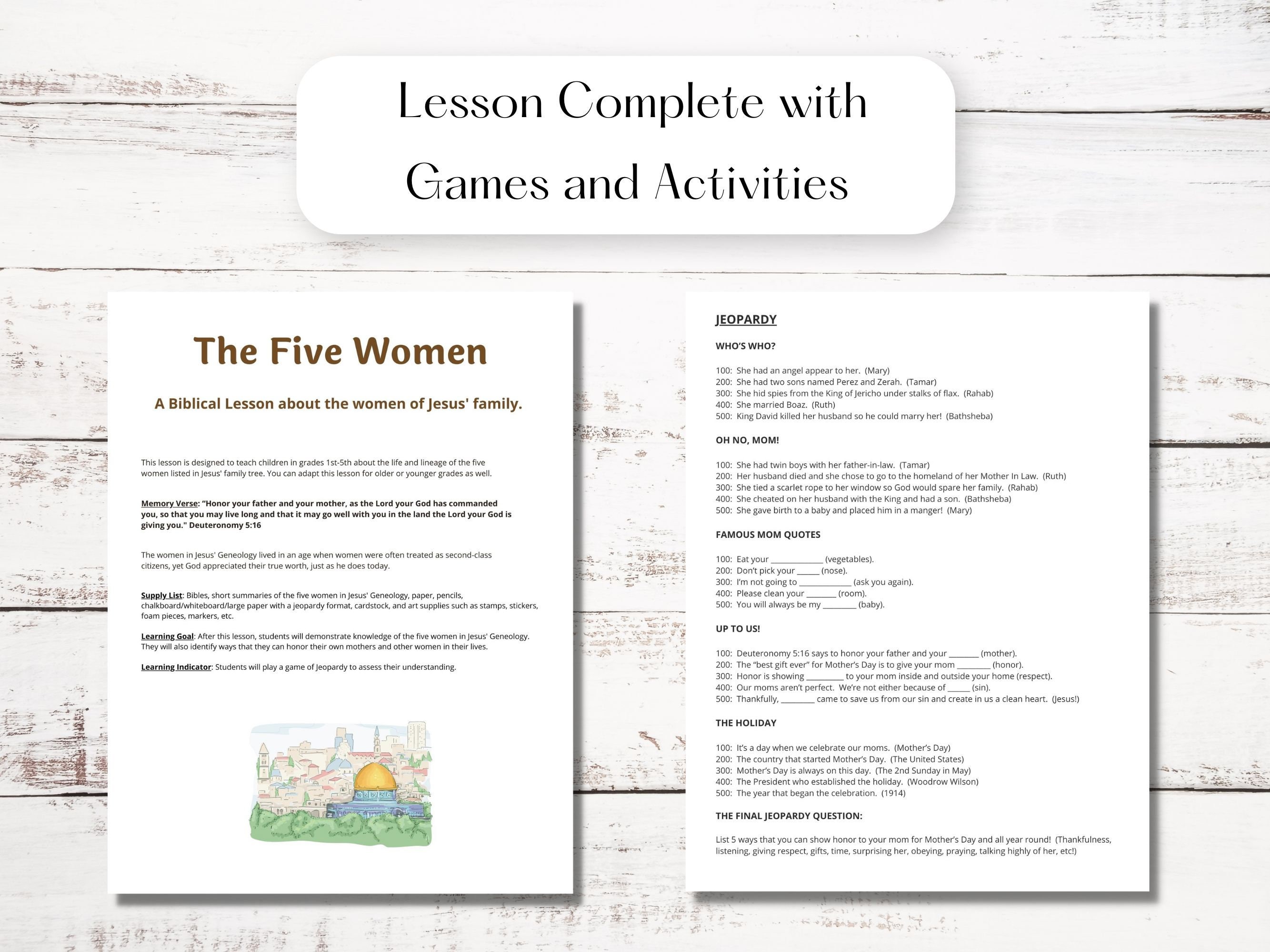 The Five Women of Jesus' Family, Sunday School Lesson, Homeschool ...