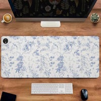 Cream Petals on Gold Mist Desk Mat, Gaming Mouse Pad, Large Mousepad ...