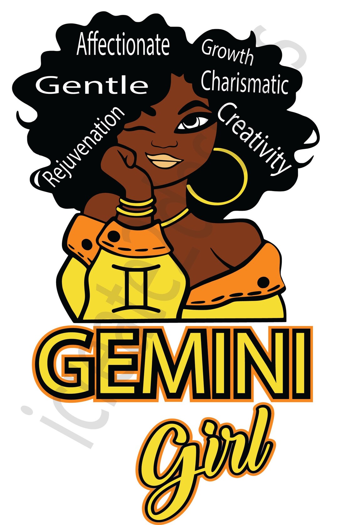 Digital Graphic Gemini Zodiac Birthday Girl Downloadable Design - Etsy