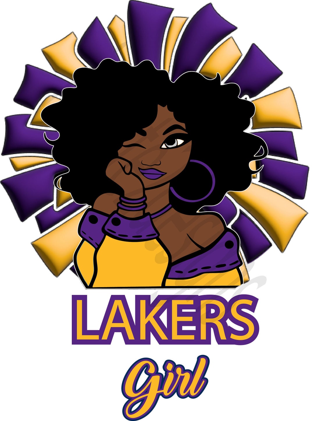 Pom Pom Lakers Girl Fan SVG Digital Designs - Etsy