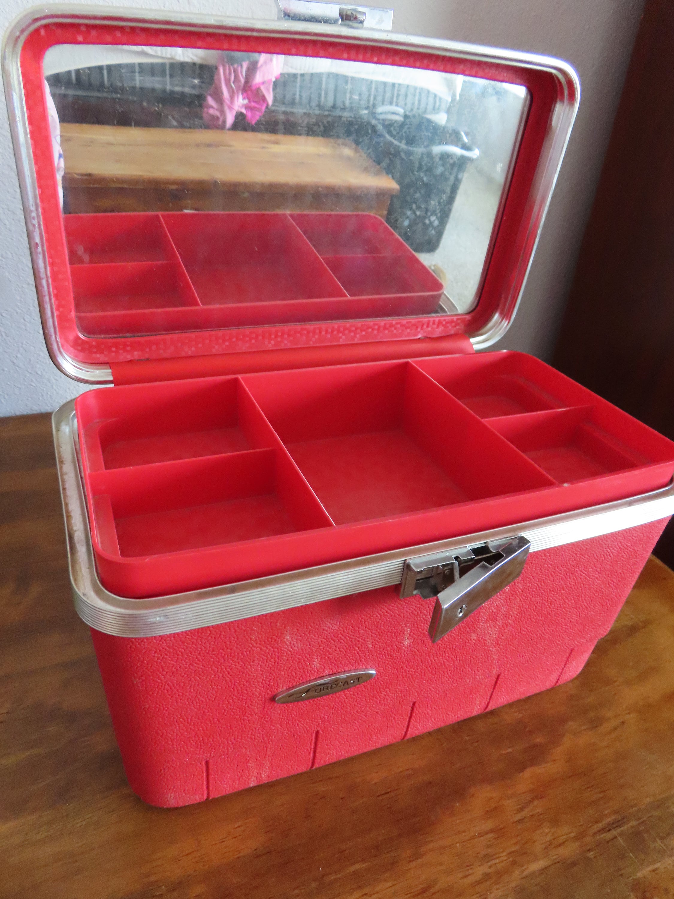 Vintage Sears Red Forecast Travel Cosmetics Small Suitcase, NO KEYS, - Etsy