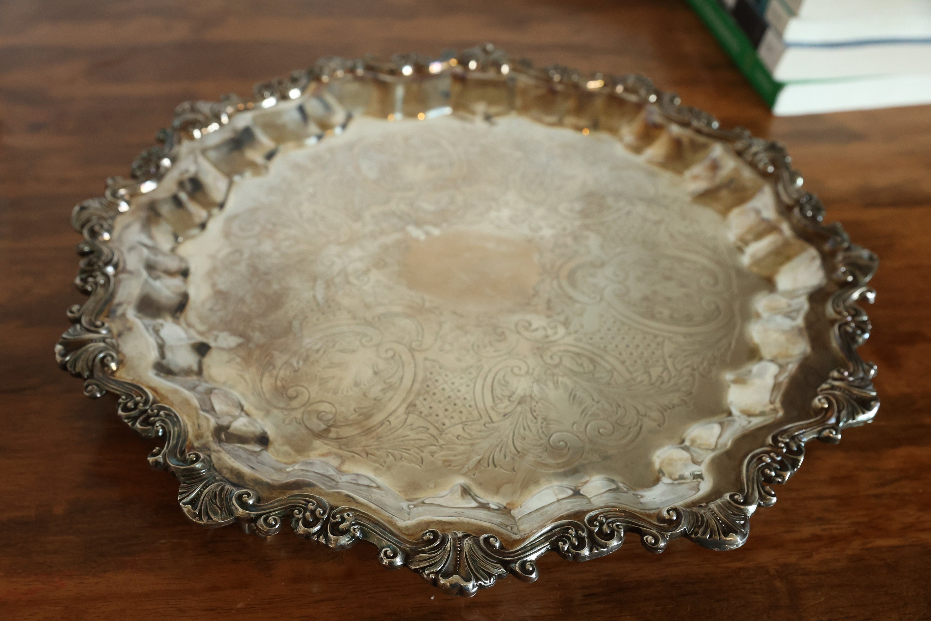 Sheridan Silver Over Copper Tray 17" Tray With Detailed Edges and a ...
