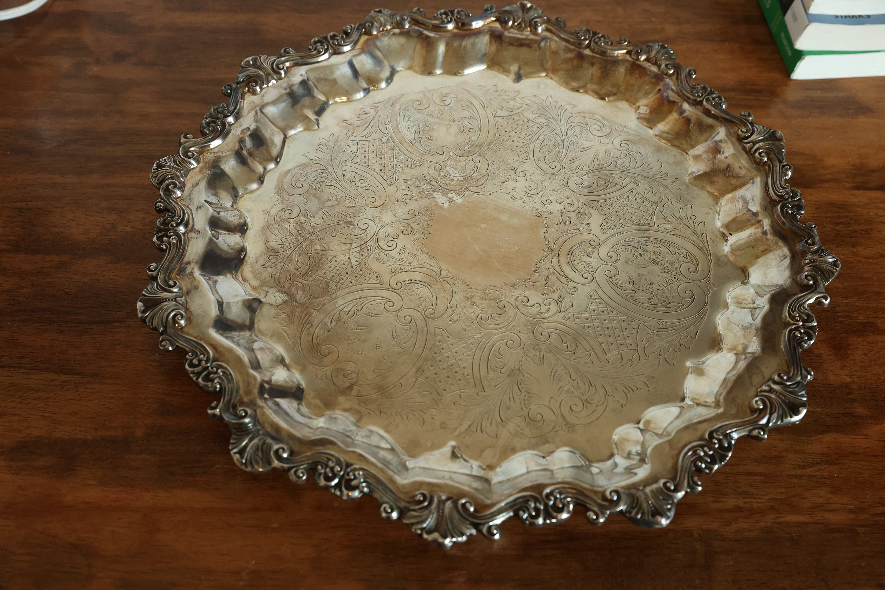 Sheridan Silver Over Copper Tray 17" Tray With Detailed Edges and a ...