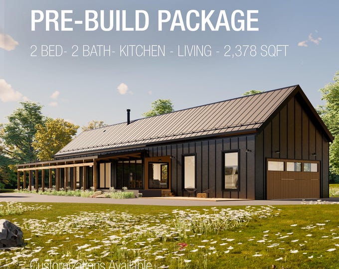 24x32 Small Cabin Plans With Porch: DIY Cottage House Blueprint (PDF ...