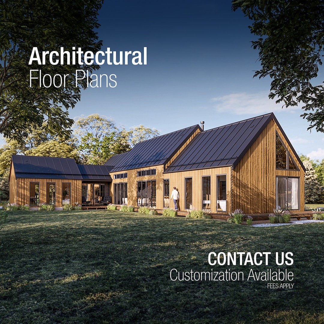 Buy Scandinavian Barndominium Cabin Floor Plan | 3-bed L-shaped ...
