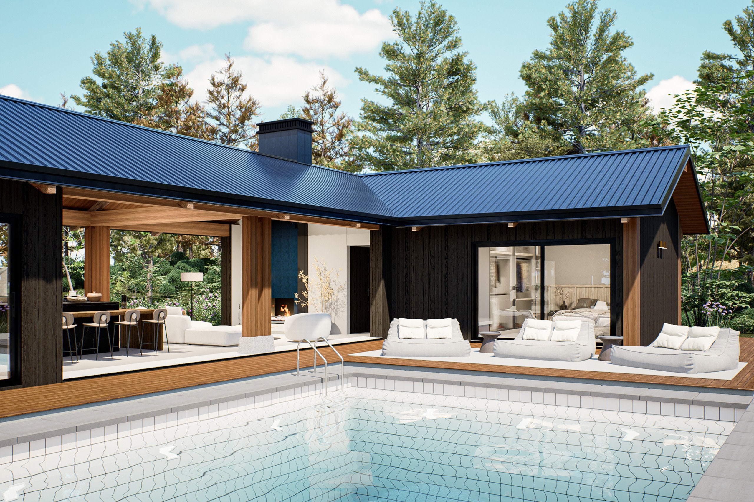 Pool House Floor Plan Downloadable 3 Bedroom Plans for Modern - Etsy