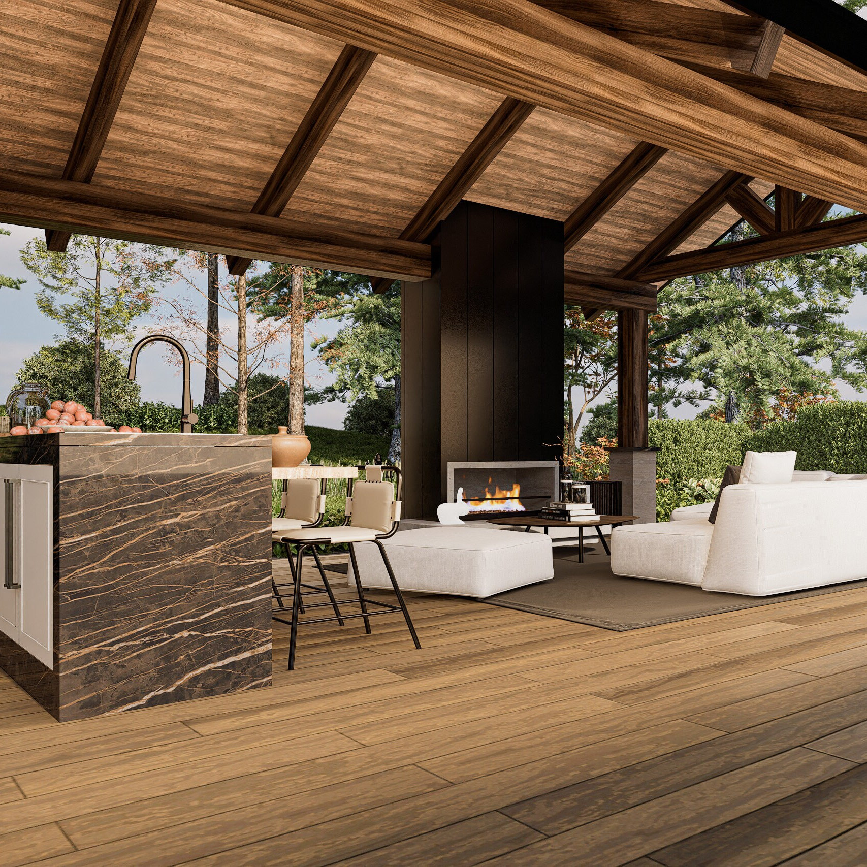 Pool House Modern Tiny Palapa Floor Plan Aesthetic Architectural ...