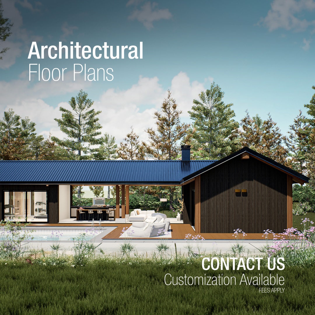 Tiny House Floor Plans Detached Modern Pool House Plans 2-bed, 2-bath ...