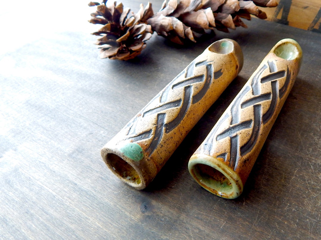 Handmade Ceramic Pottery Clay Smoking Pipe Tobacco Celtic Braid Unique ...