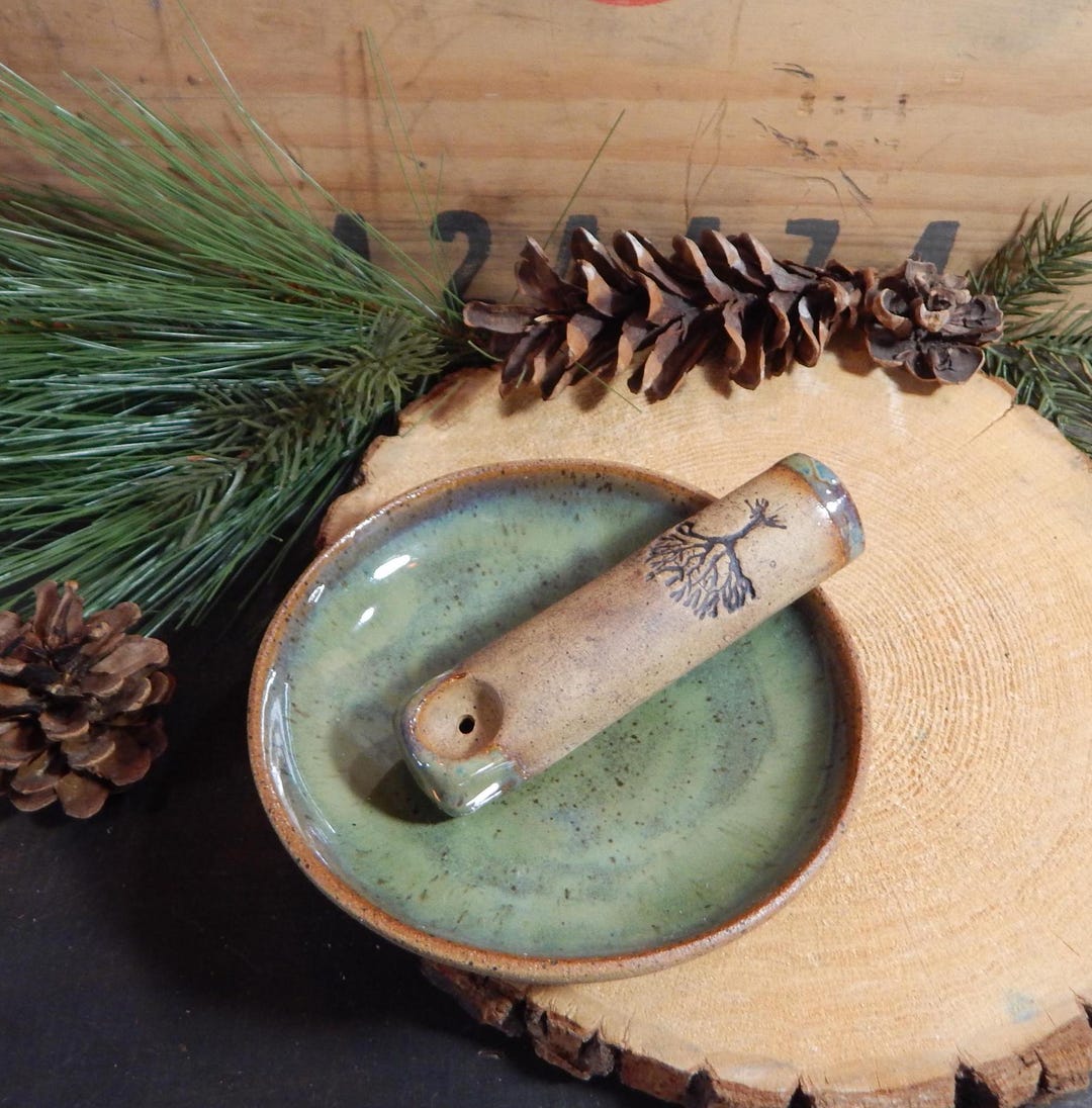 Handmade Smoking Pipe Pottery Tray Set Unique Ceramic Hippie Smoker ...