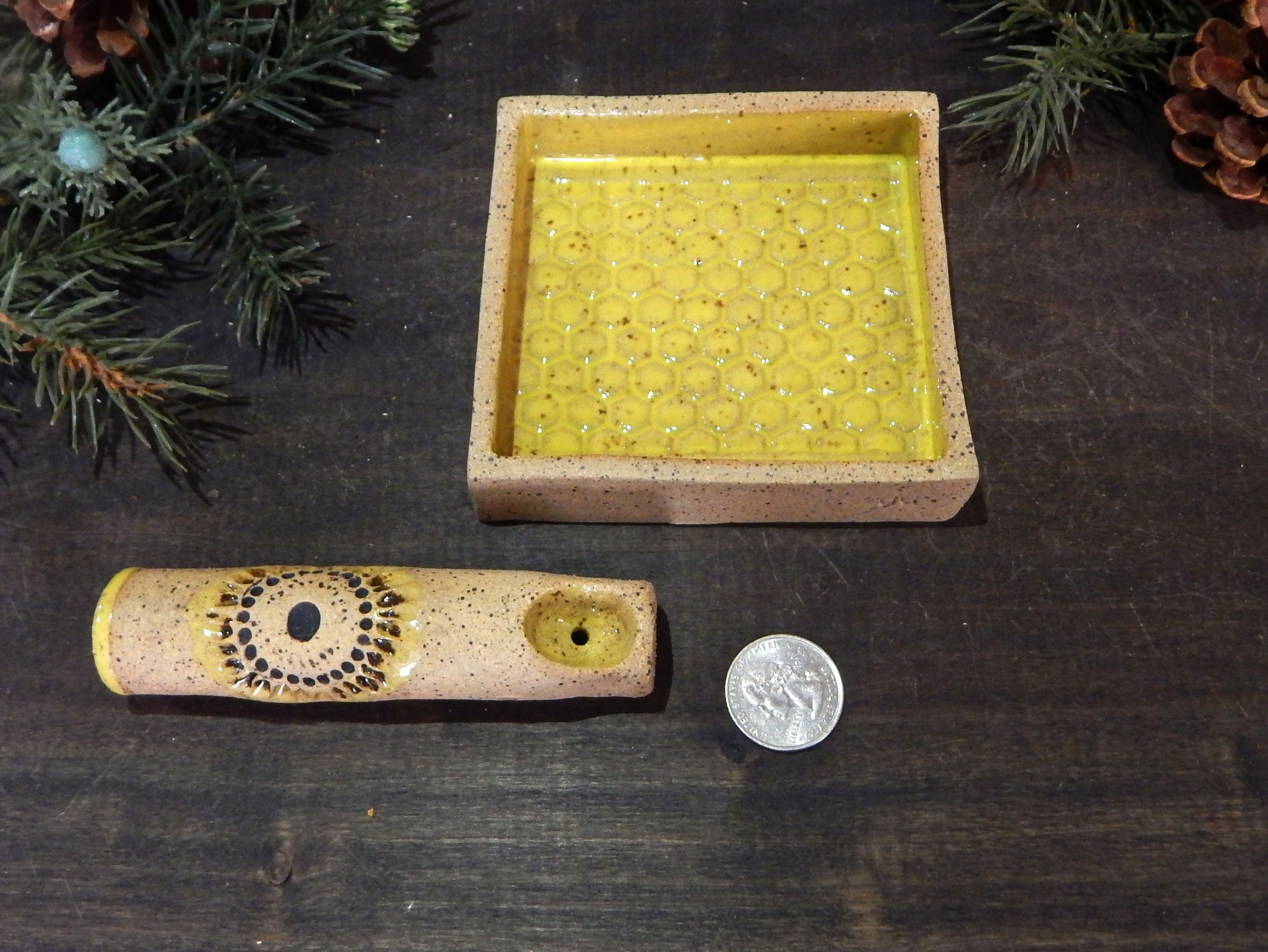 Handmade Smoking Pipe Pottery Tray Set Unique Ceramic Hippie Smoker ...