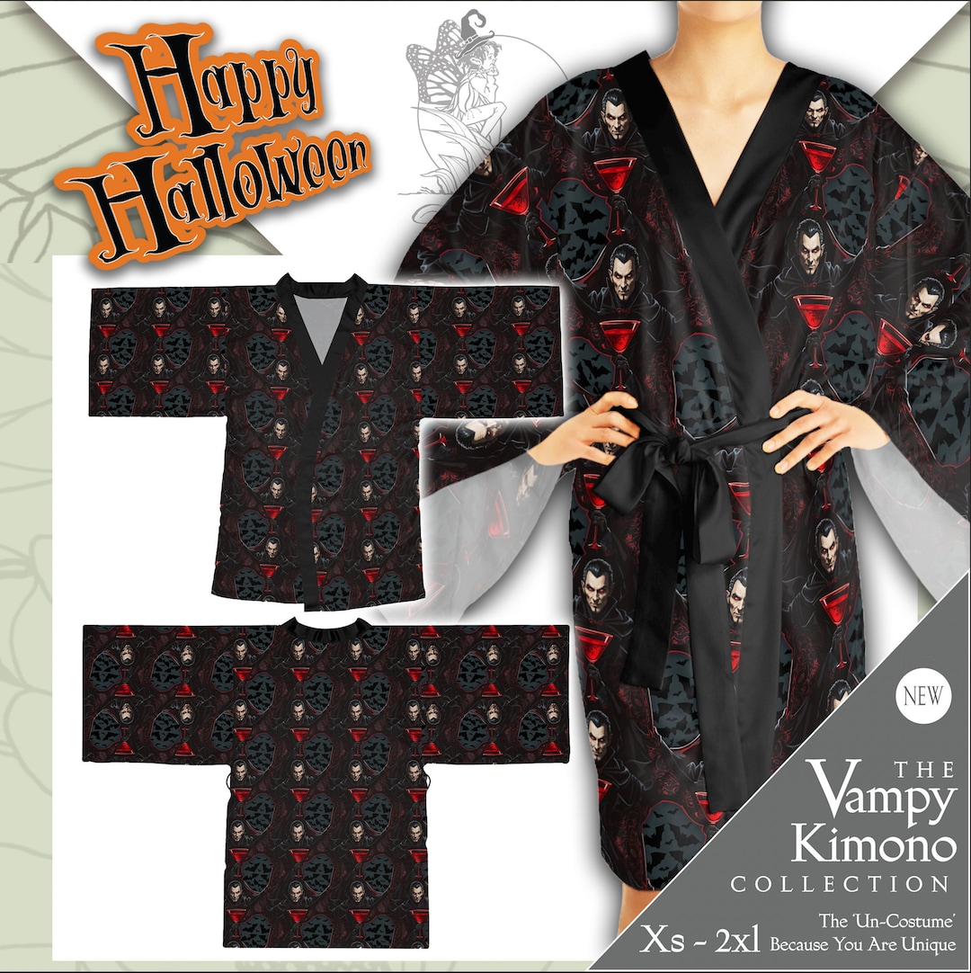 Halloween Vampire Kimono Robe | Unisex Goth Costume - Etsy