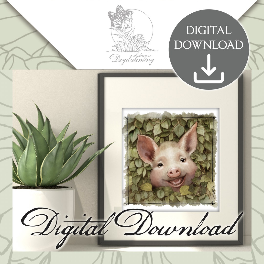 INSTANT DOWNLOAD | Cute Baby Pig | Affordable Wall Art | Cottagecore ...