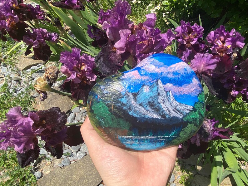 Bob Ross Inspired Scenic Painted Rocks - Etsy