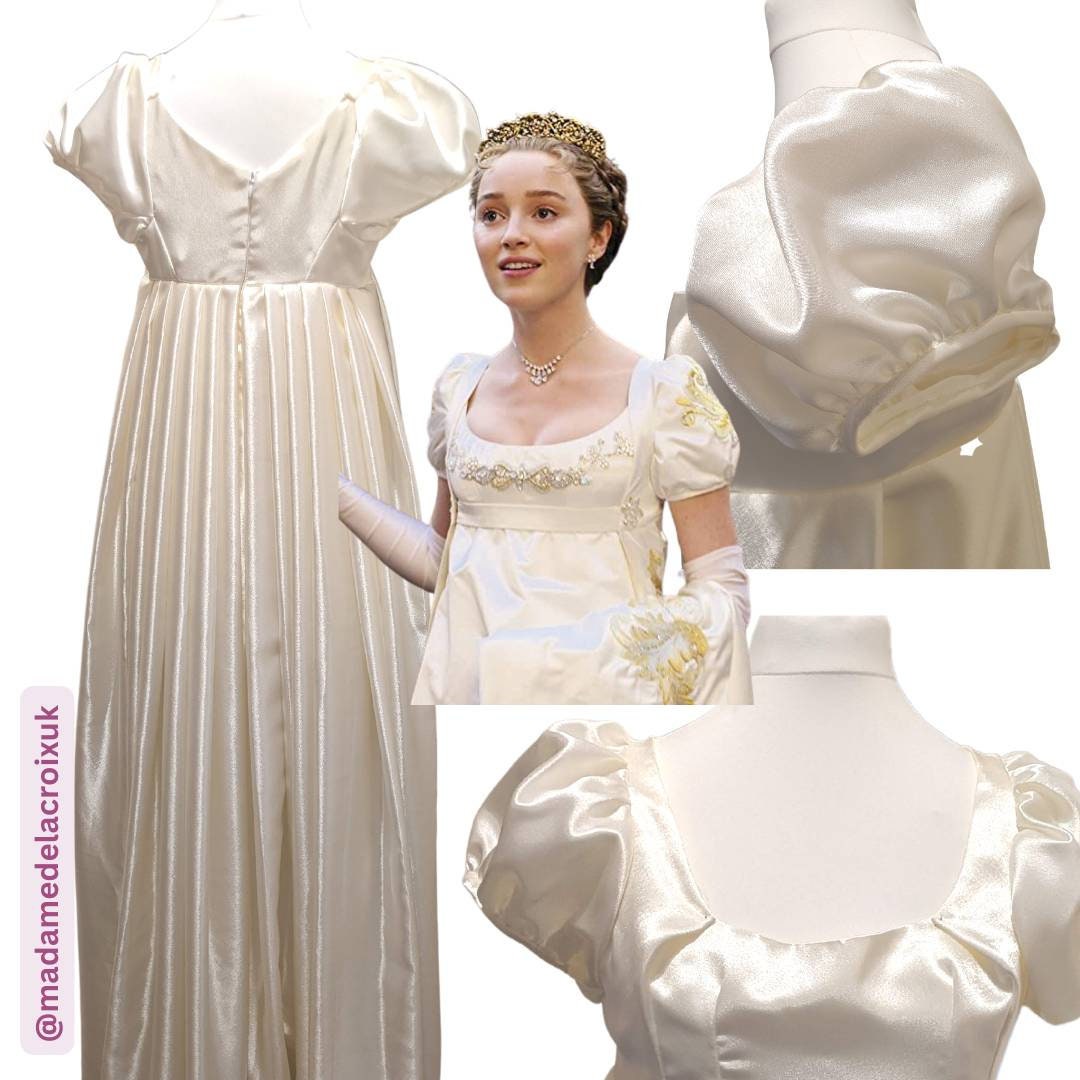 Bridgerton Satin Gown Regency Empire Regencycore Dress Kate - Etsy Canada