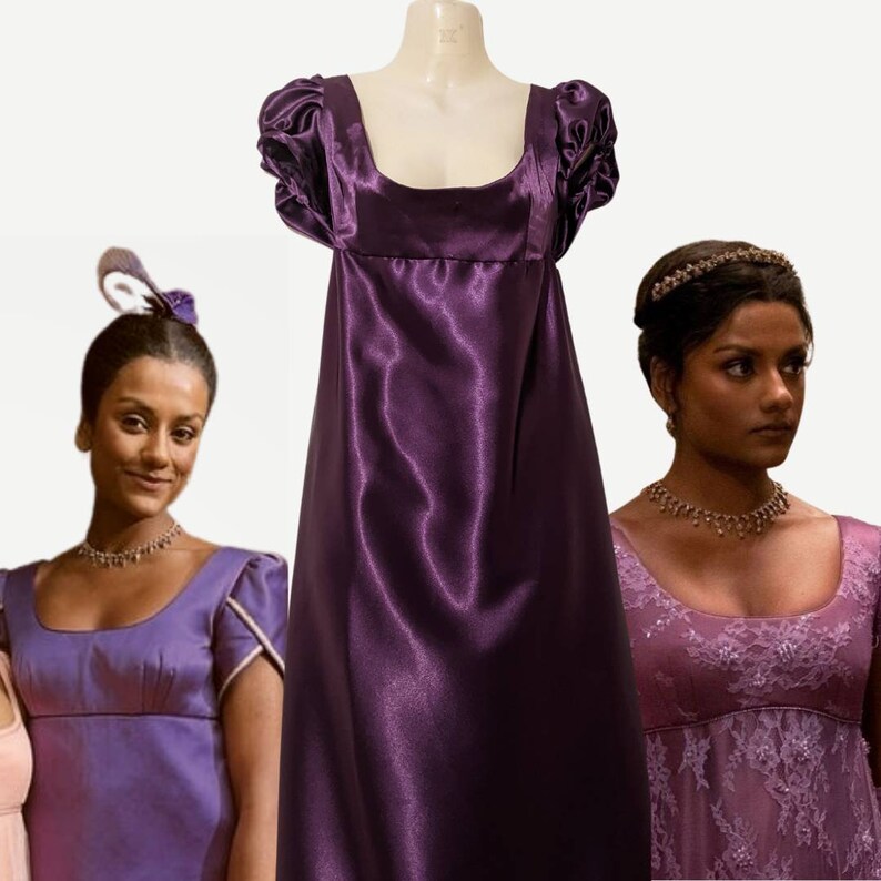 Bridgerton Satin Gown Regency Empire Regencycore Dress Kate - Etsy UK